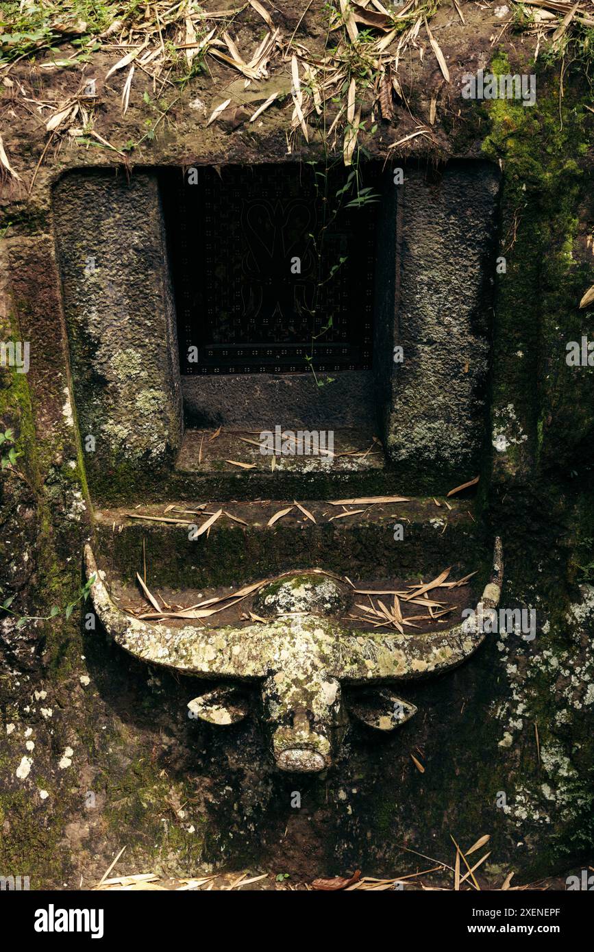 Close-up of a historic stone structure at Objek Wisata Kalimbuang Bori ...