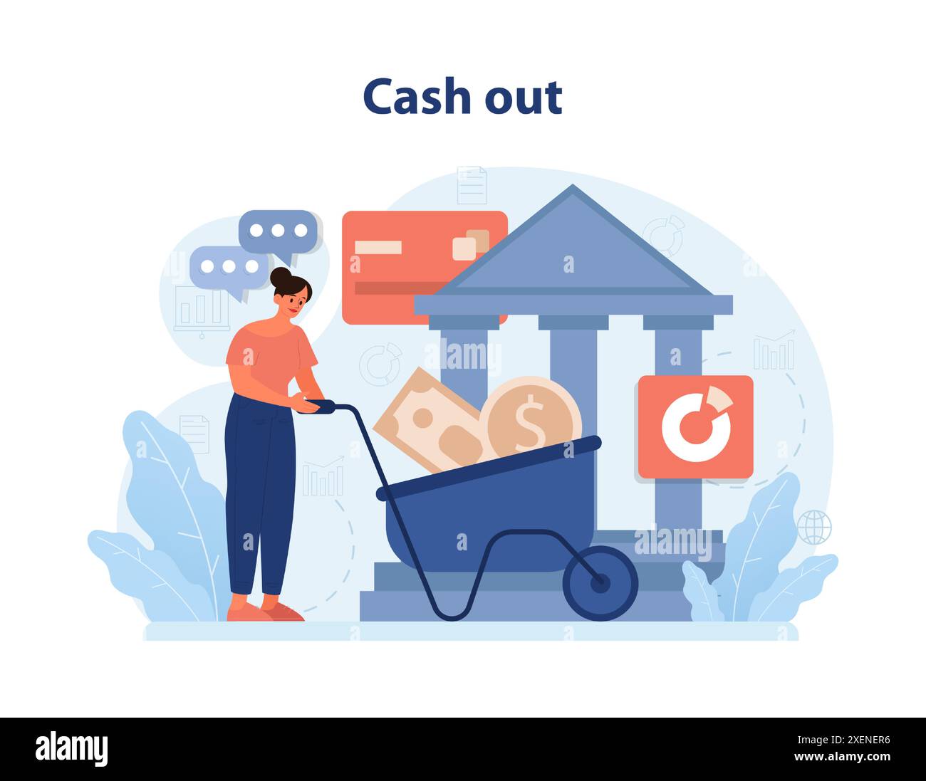 DeFi, decentralized finance. Money withdrawal and transfer. Woman with ...