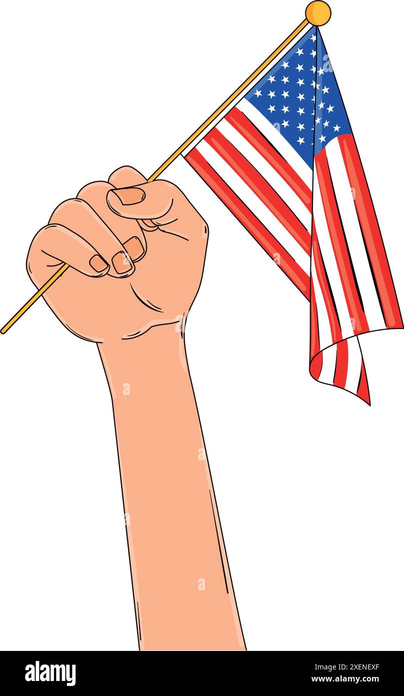 Hand with a united States flag Vector illustration Stock Vector Image ...