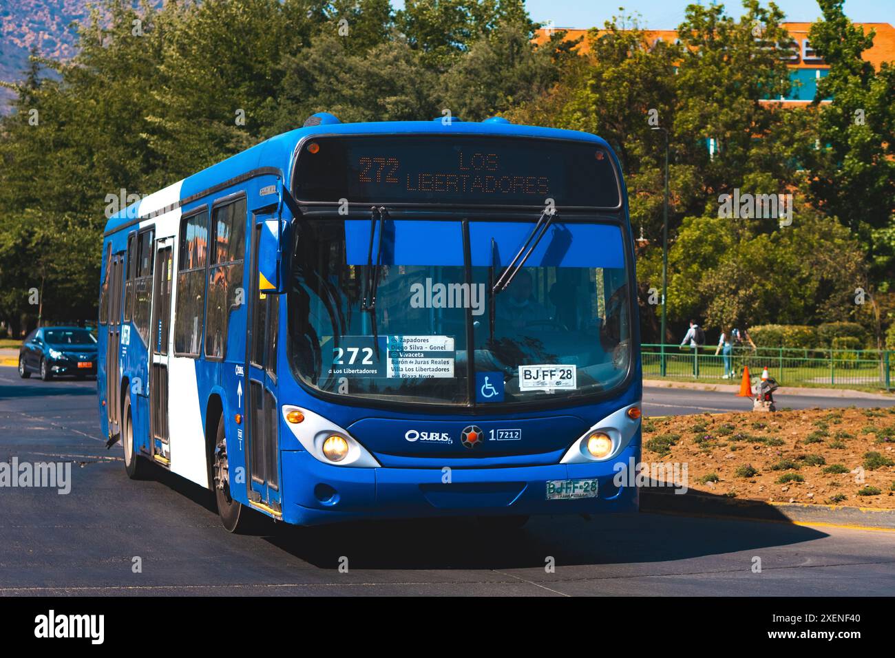Santiago, Chile - December 03 2021: A public transport Transantiago, or Red Metropolitana de ...