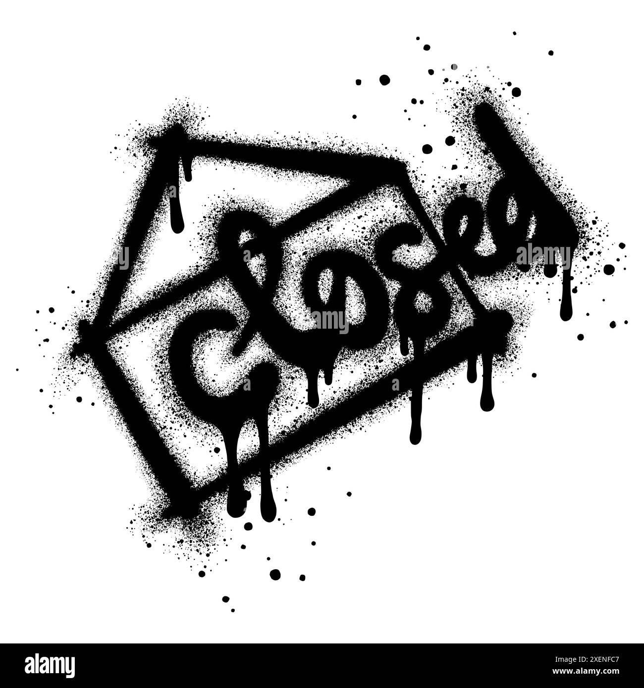 Spray Painted Graffiti closed icon Sprayed isolated with a white ...
