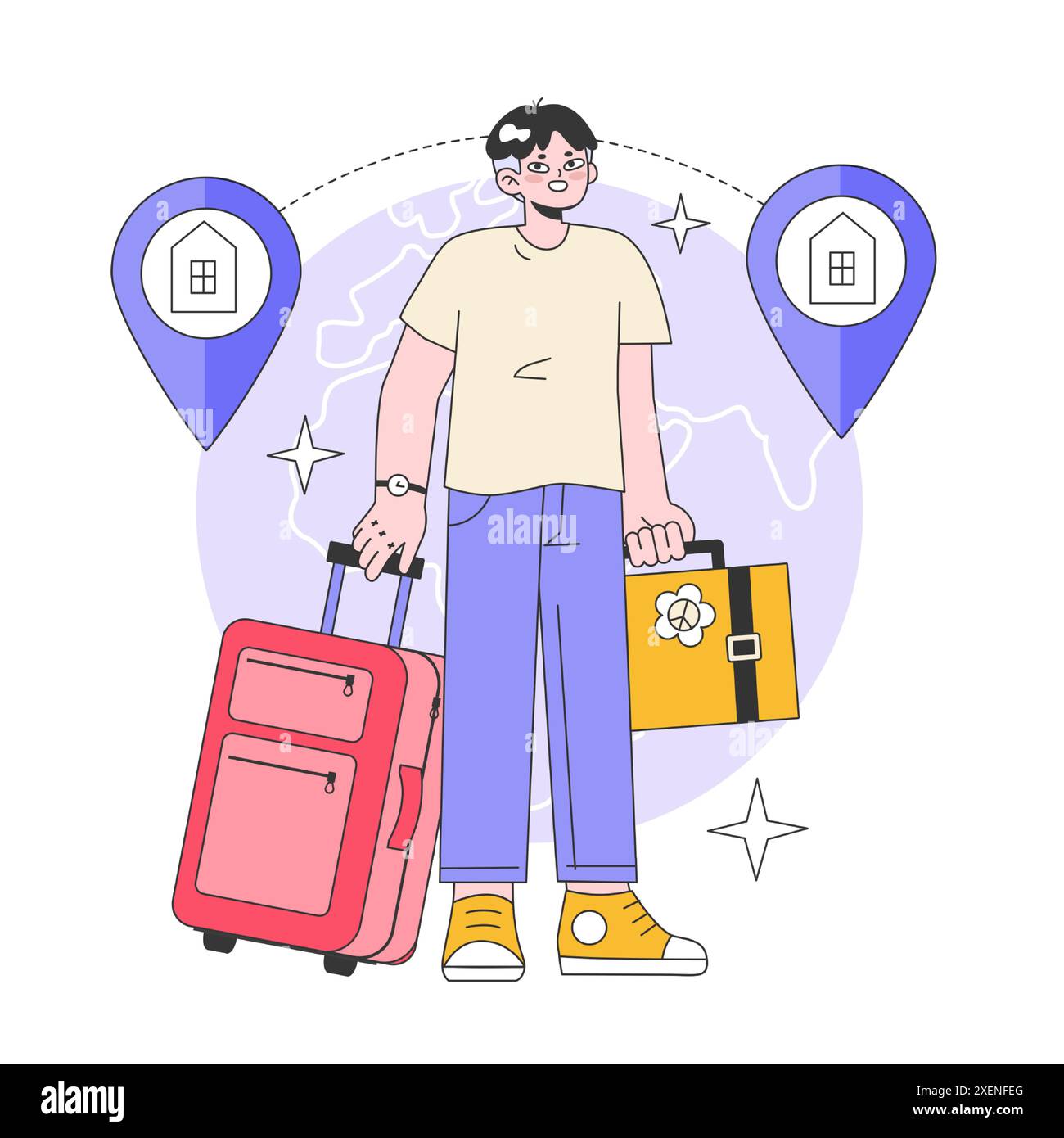 Man moving in to another country. Immigration for a job or education ...