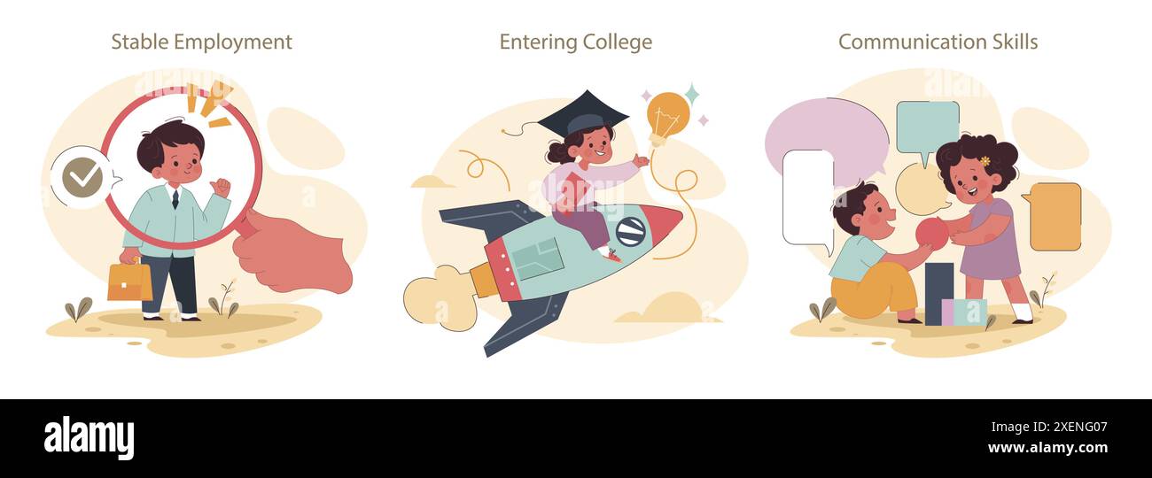 Engaged or committed fatherhood set. Childhood with father' involvement ...