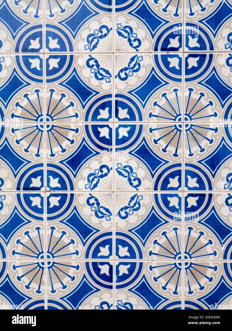 Portugal, Aveiro. Colorful azulejo tiles on the exterior wall of house ...