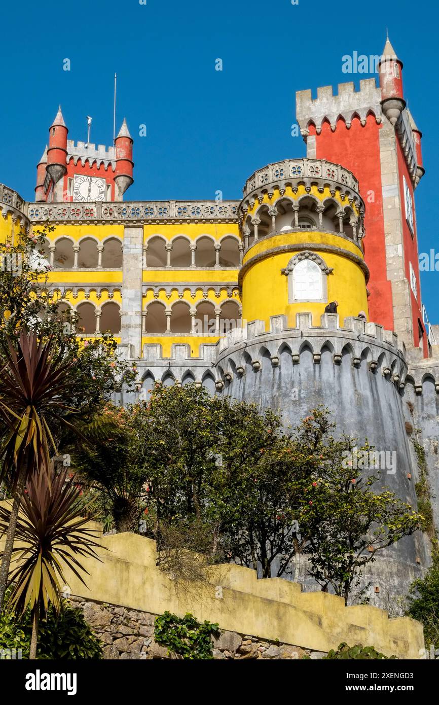 Sintra, Portugal. Pena Palace. The castle and monastery was built in ...