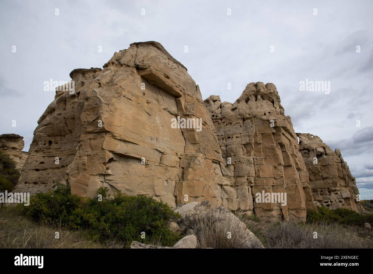 Water, ice and wind eroded the sandstone in Writing-on-Stone Provincial ...