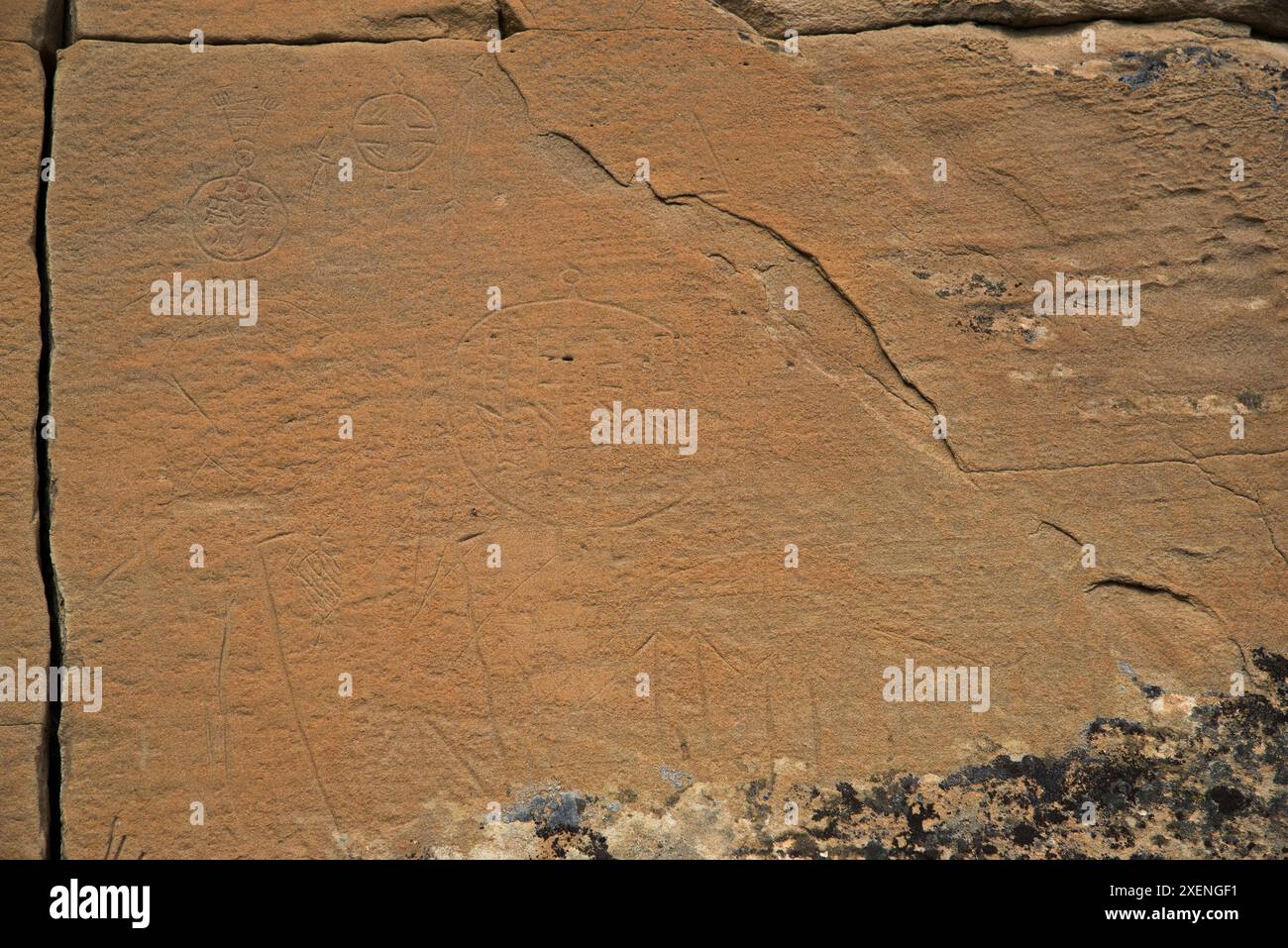 Indian carving in the Writing-on-Stone Provincial Park Stock Photo - Alamy