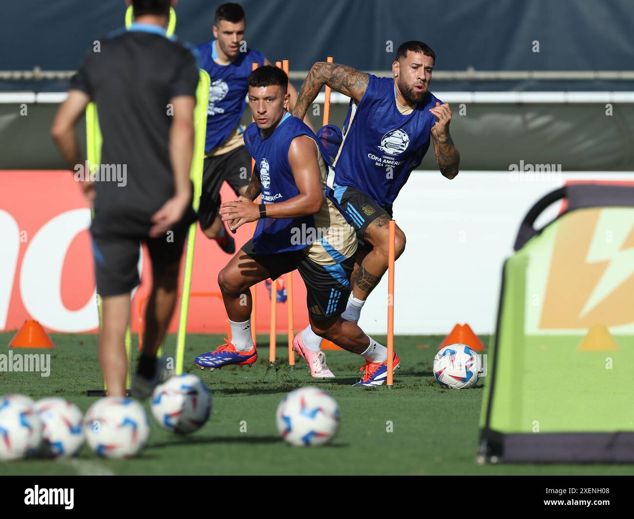 Argentina's defender Nicolas Otamendi (R) and defender Lisandro ...