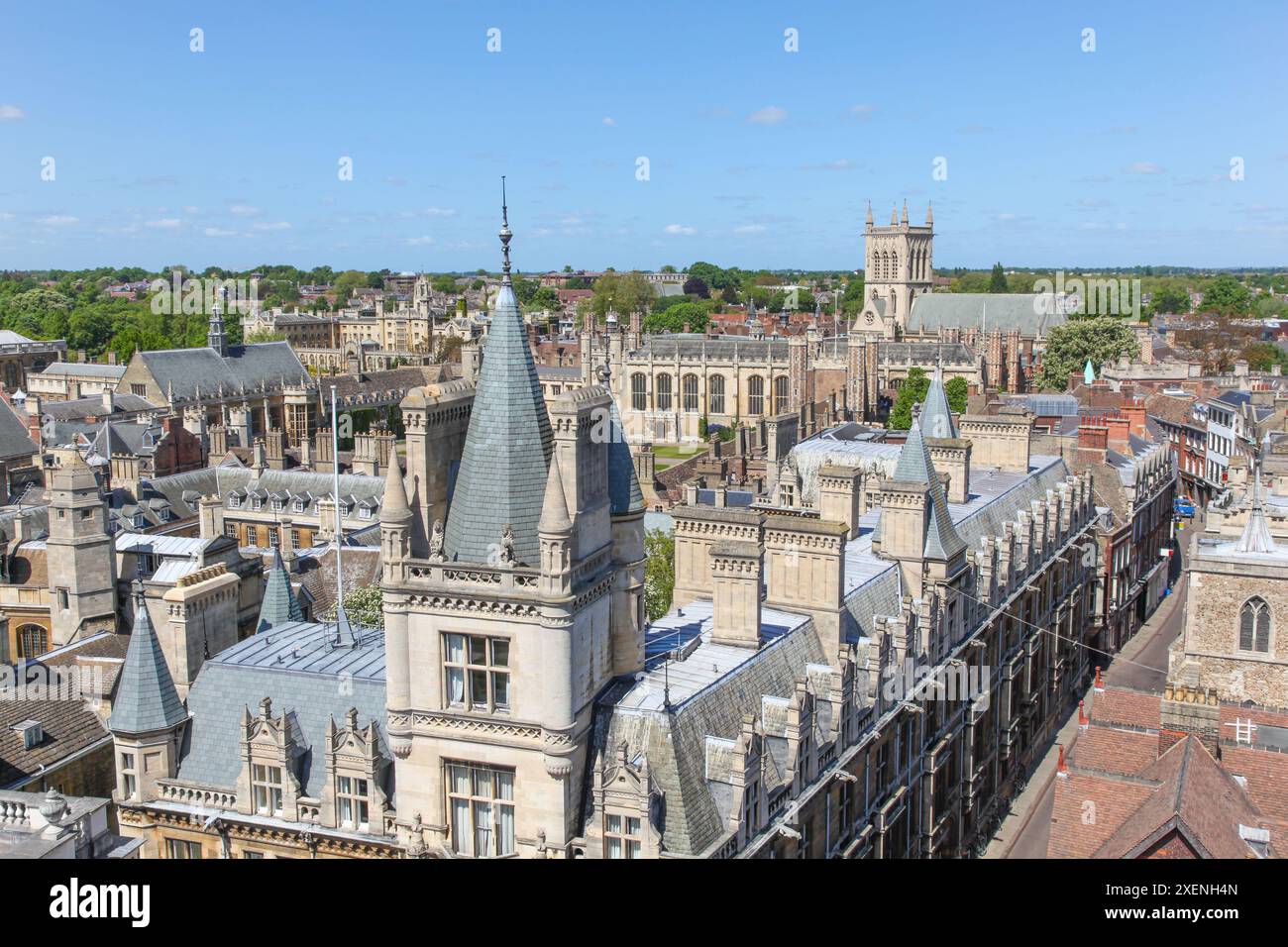 A high angled view of the historic architecture in Cambridge England ...