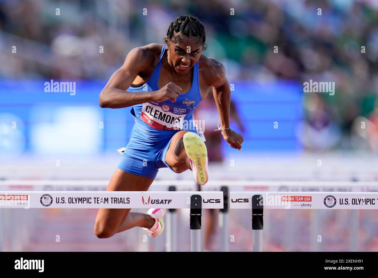 Christina Clemons wins a heat women's 100-meter hurdles during the U.S ...