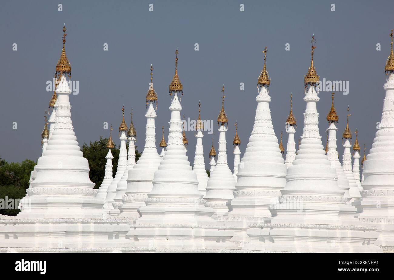 White stupas at Kuthodaw Pagoda in Mandalay Myanamar (Burma). This ...