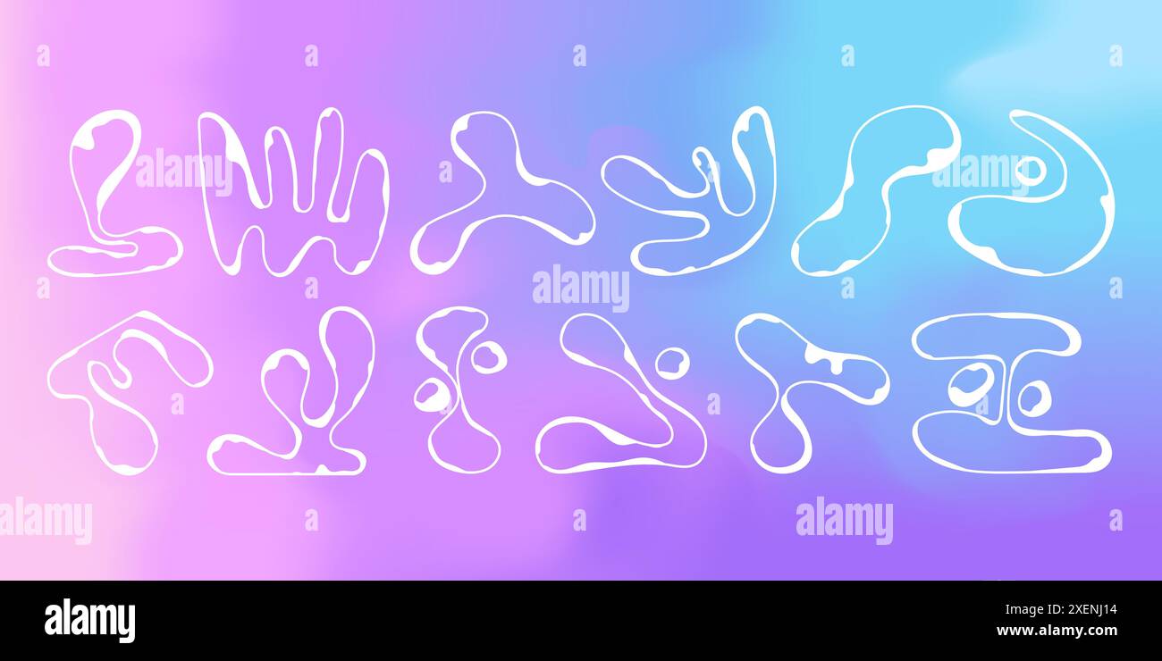 Vector graphic assets set in acid style, retro futuristic background ...