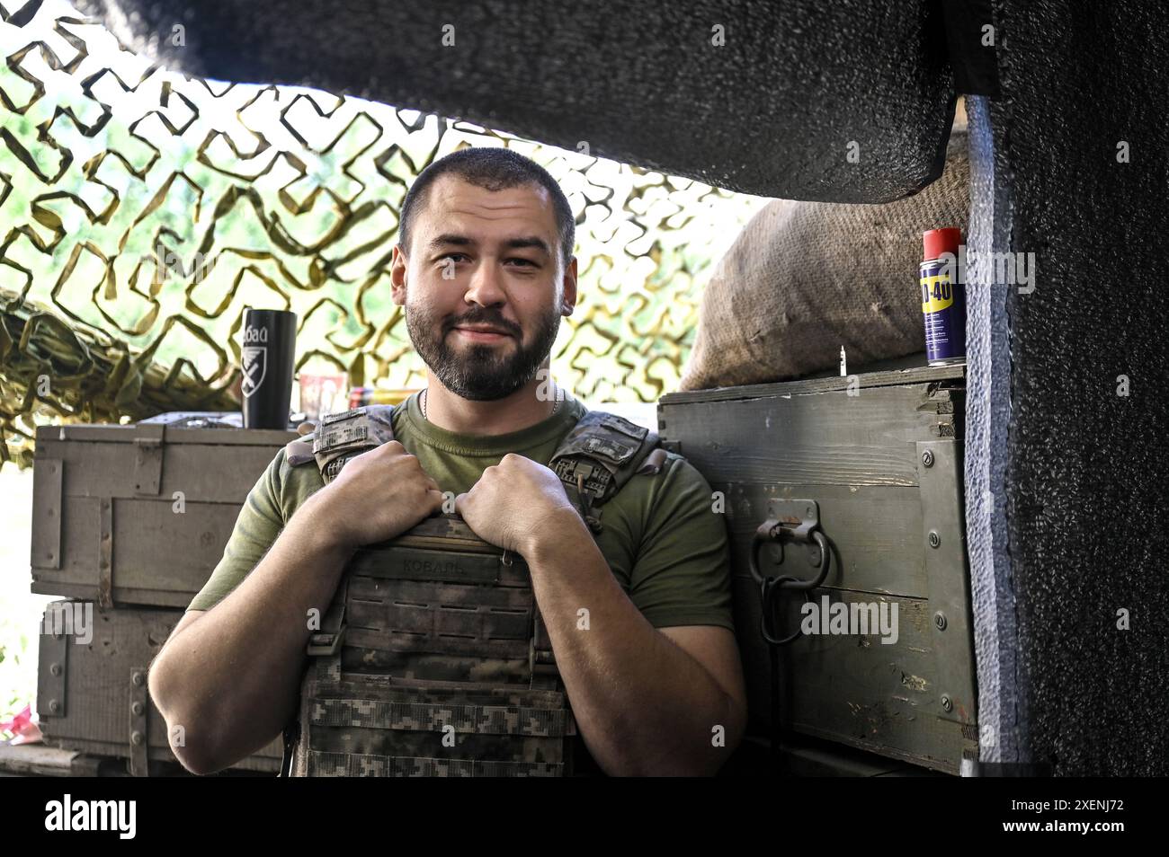 DONETSK REGION, UKRAINE - JUNE 13, 2024 - An aerial reconnaissance man ...