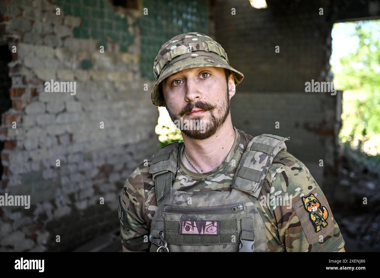 DONETSK REGION, UKRAINE - JUNE 13, 2024 - An aerial reconnaissance man ...
