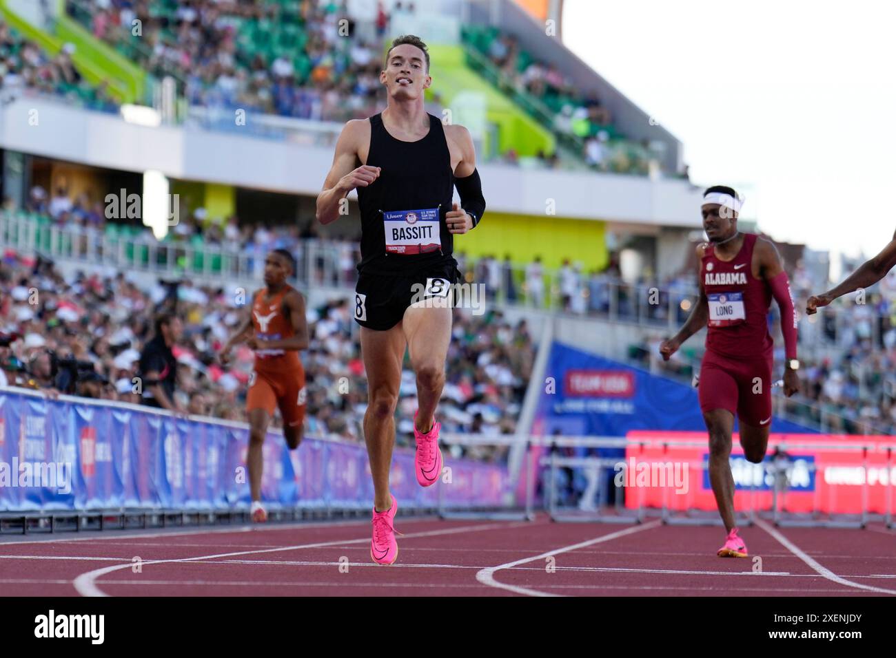 Trevor Bassitt wins a heat men's 400-meter hurdles semi-finals during ...