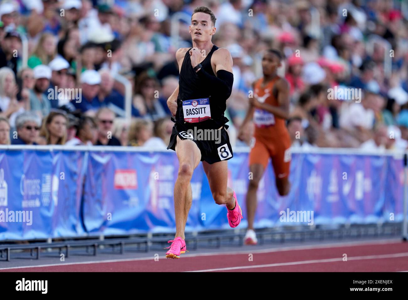 Trevor Bassitt wins a heat men's 400-meter hurdles semi-finals during ...