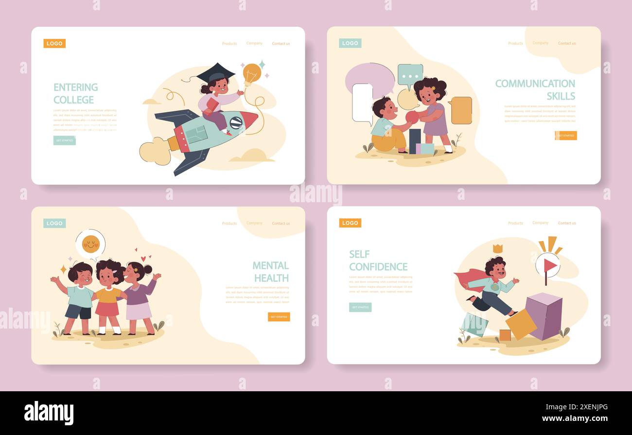 Engaged or committed fatherhood web banner or landing page set ...