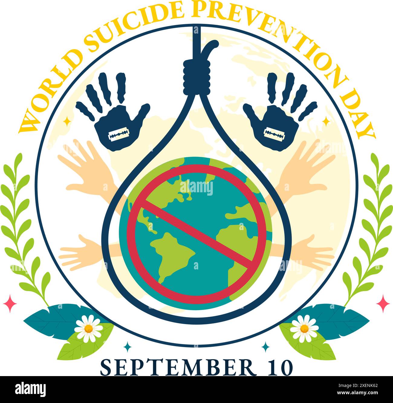 World Suicide Prevention Day Vector Illustration on September 10 with a ...
