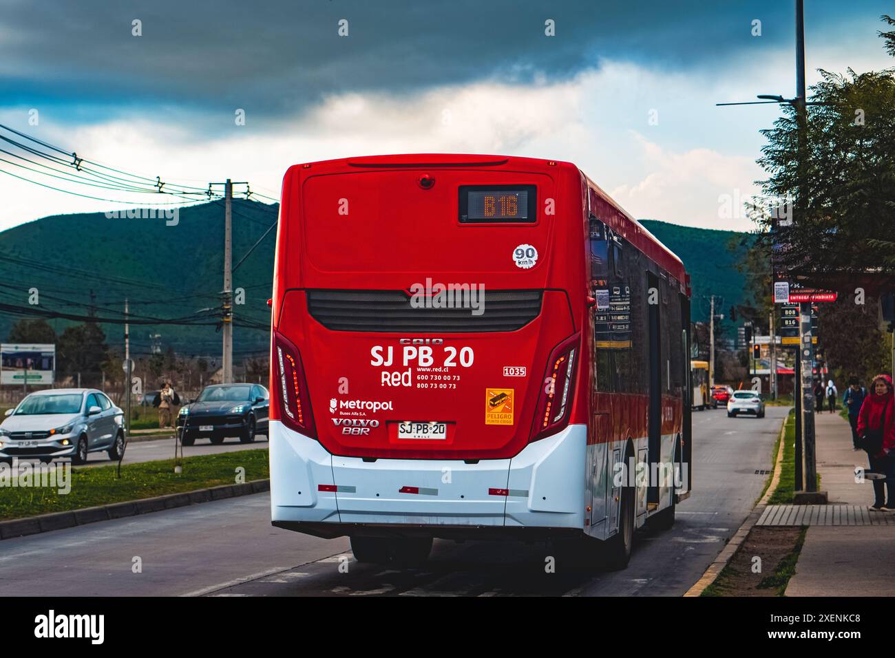 Santiago, Chile - August 17 2023: A public transport Transantiago, or ...