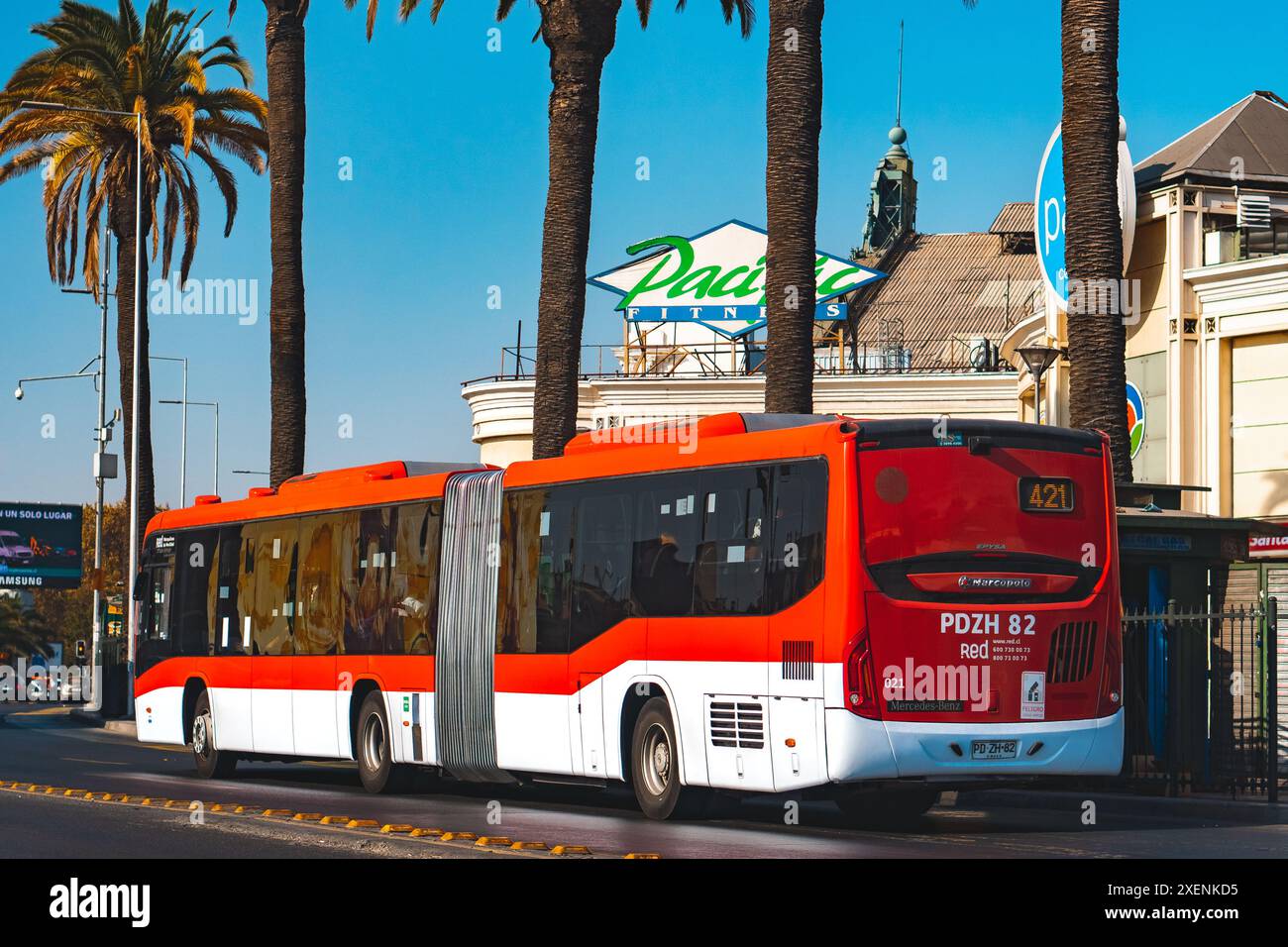 Santiago, Chile - April 29 2021: A public transport Transantiago, or ...