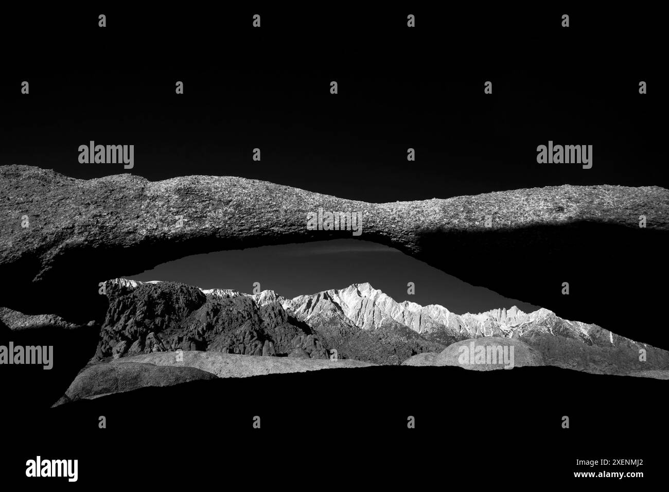 California, Lone Pine, Alabama Hills, Lathe Arch with the Eastern ...