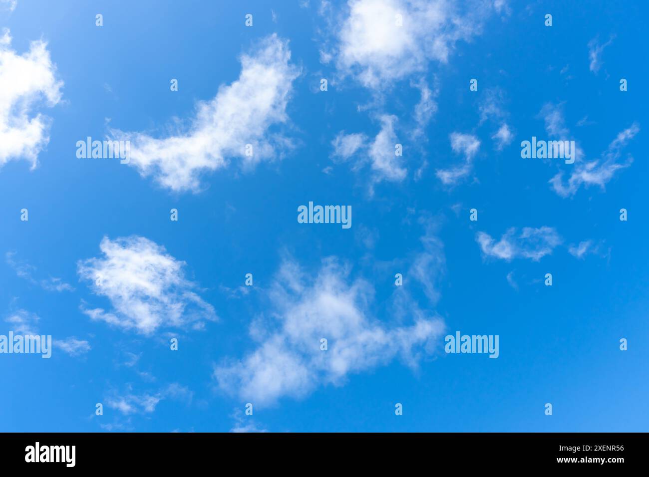 Beautiful blue sky with strange shape of clouds in the morning or ...