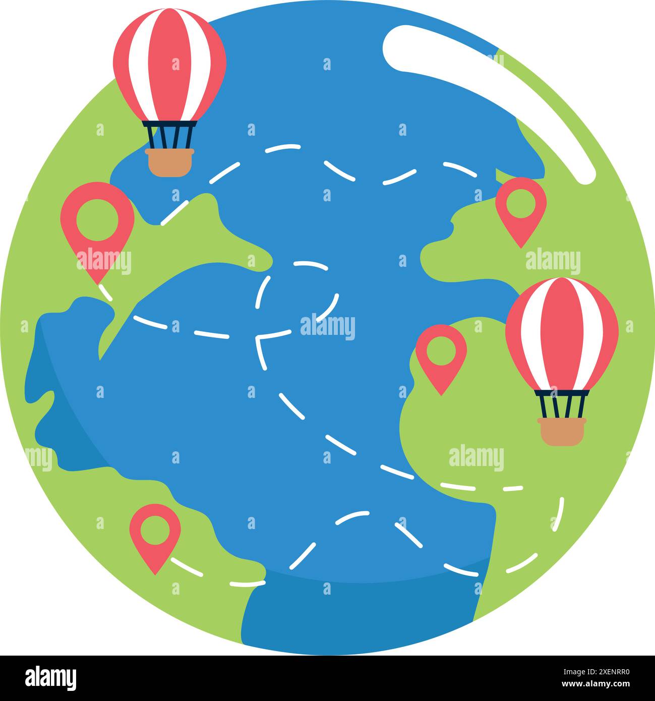 World map hot air balloon Cut Out Stock Images & Pictures - Alamy