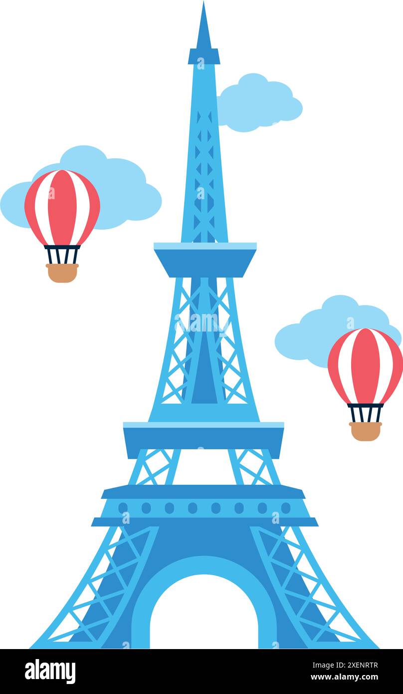 eiffel tower famous landmark and air balloons Stock Vector Image & Art ...