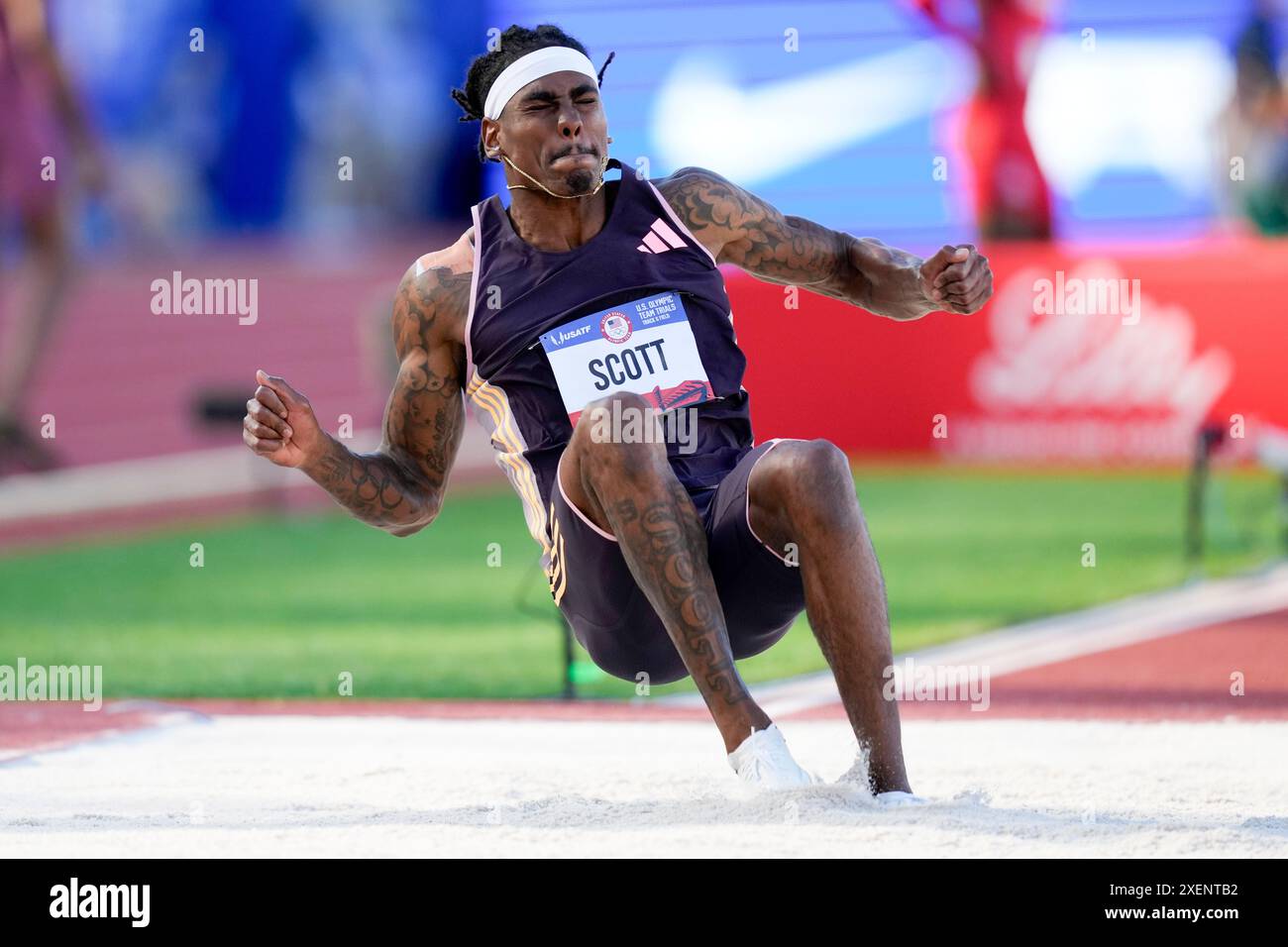 Donald Scott competes in the men's triple jump during the U.S. Track ...