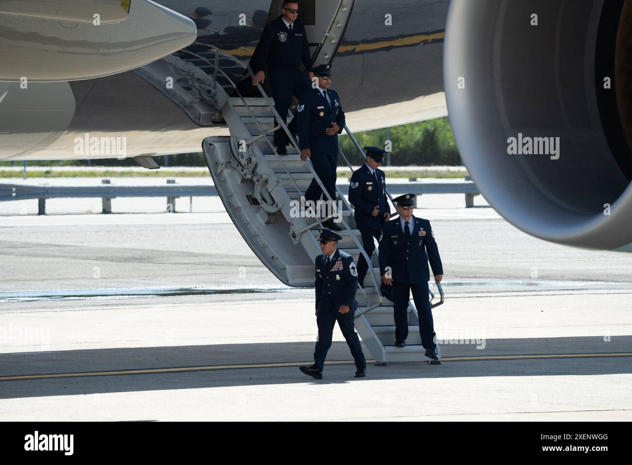 Queens, United States. 28th June, 2024. Air Force Personel deboard Air ...