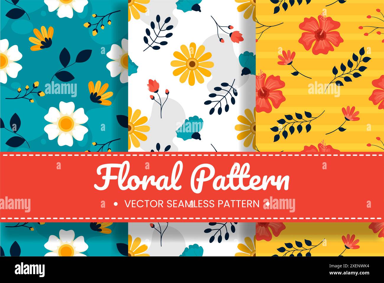 Floral Seamless Pattern Design Illustration with Blooming Branches and ...