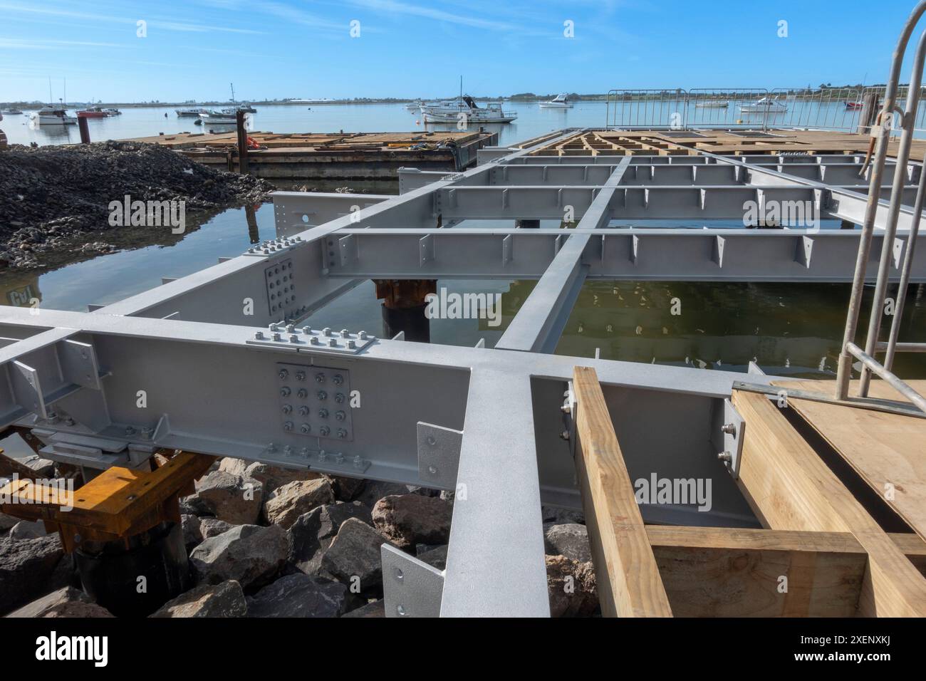 Heavy construction of platform over waters edge to allow public to view ...