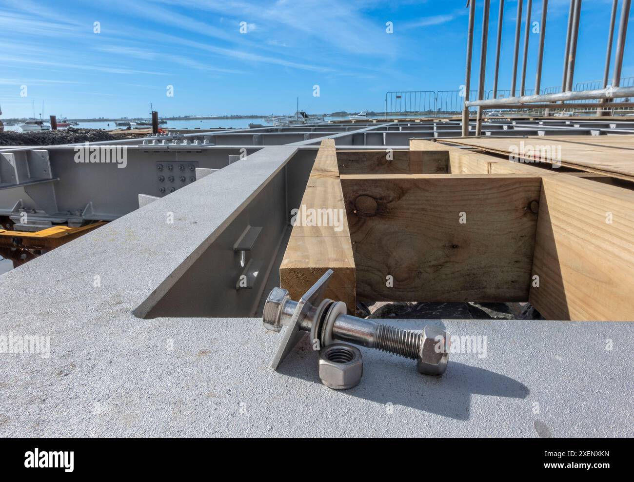 Heavy construction of platform over waters edge to allow public to view ...