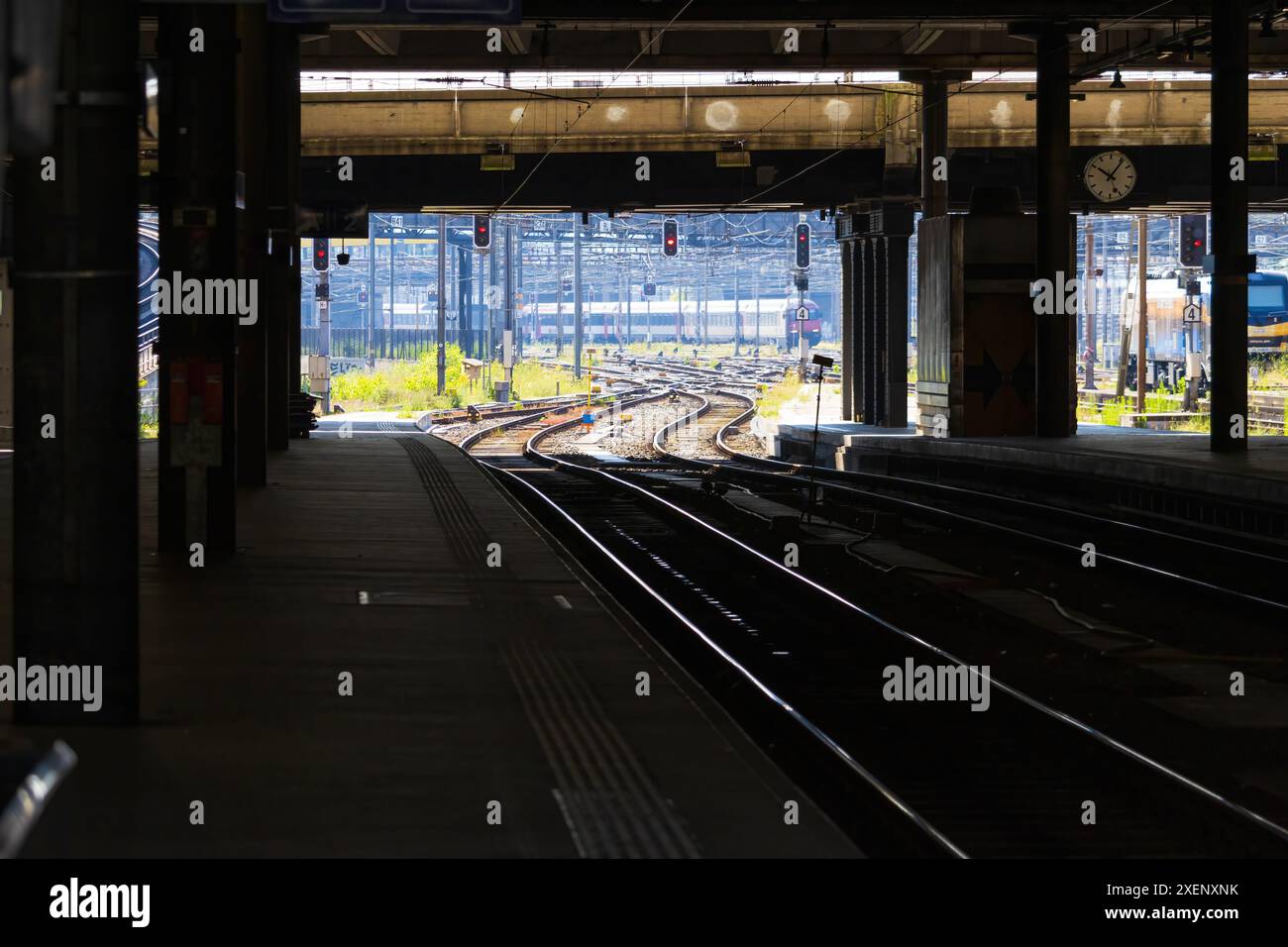 A train station with a train in the background, transportation Stock ...