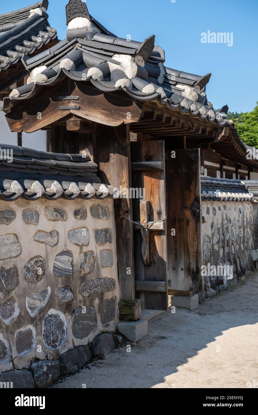 Traditional Korean building in Namsangol Hanok village, a recreated ...