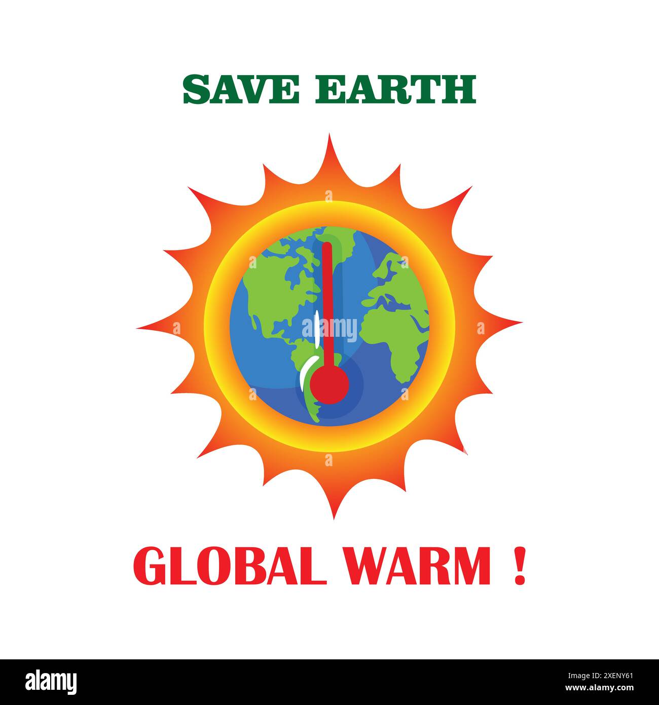 Global warming vector eco illustration for social poster design, happy ...