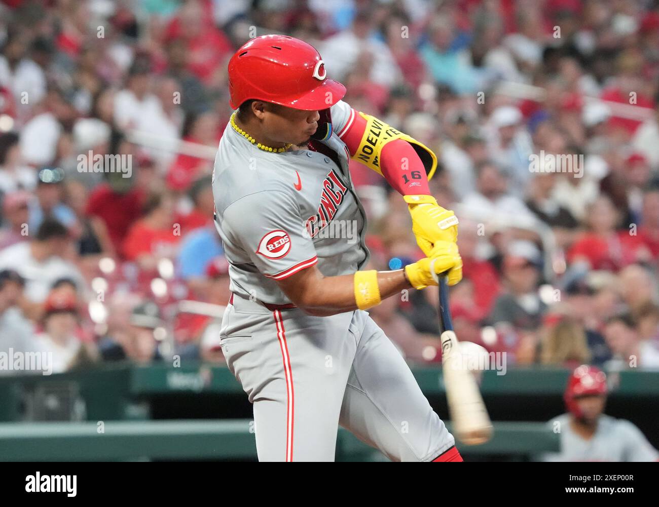 Cincinnati Reds Noelvi Marte connects on a hard hit ball as he grounds ...