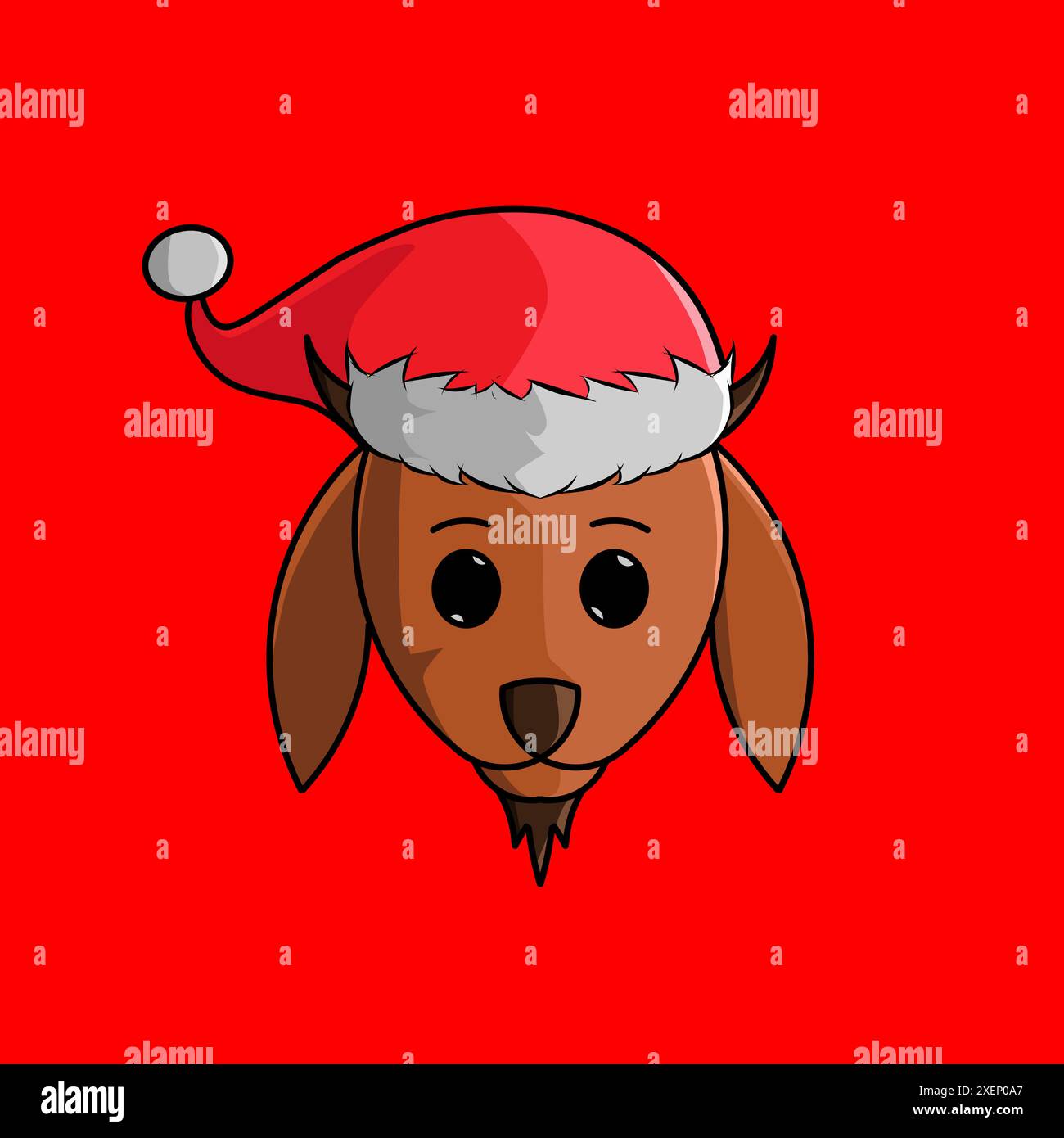 christmas goat cartoon with santa claus cap logo design on isolated ...