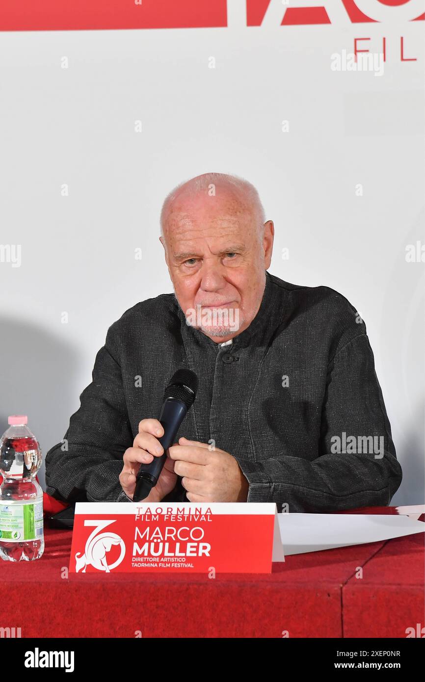 Taormina: Palazzo Corvaja. Presentation of the 70th Taormina Film Festival. In the photo: Marco ...