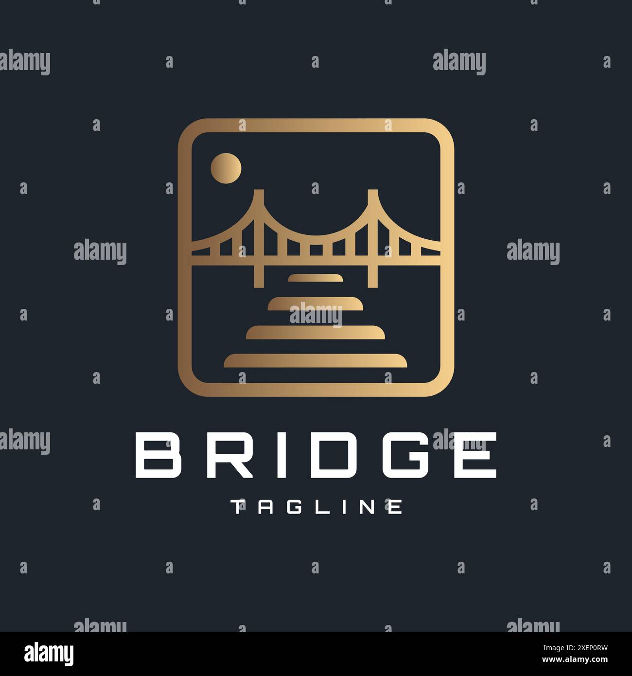 Golden Bridge logo with modern and elegant style frame. This logo ...