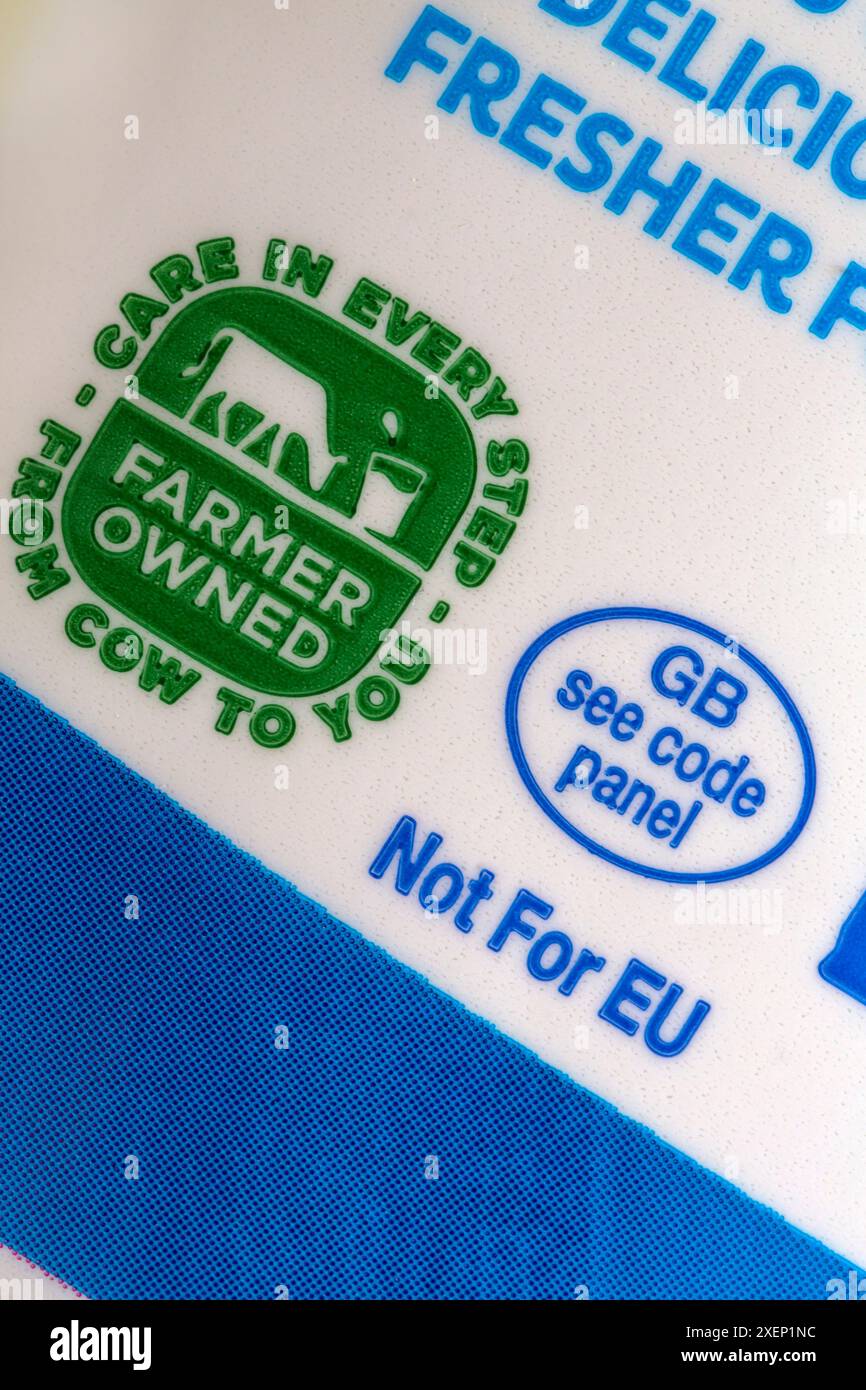Farmer owned care in every step from cow to you - detail on container ...