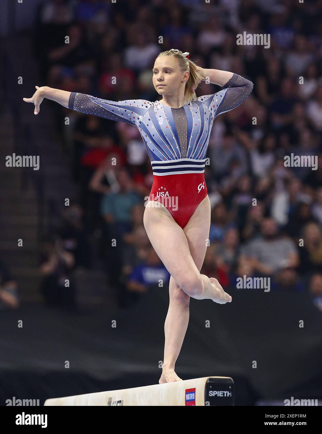 June 28, 2024: Jade Carey on the balance beam during the 2024 ...