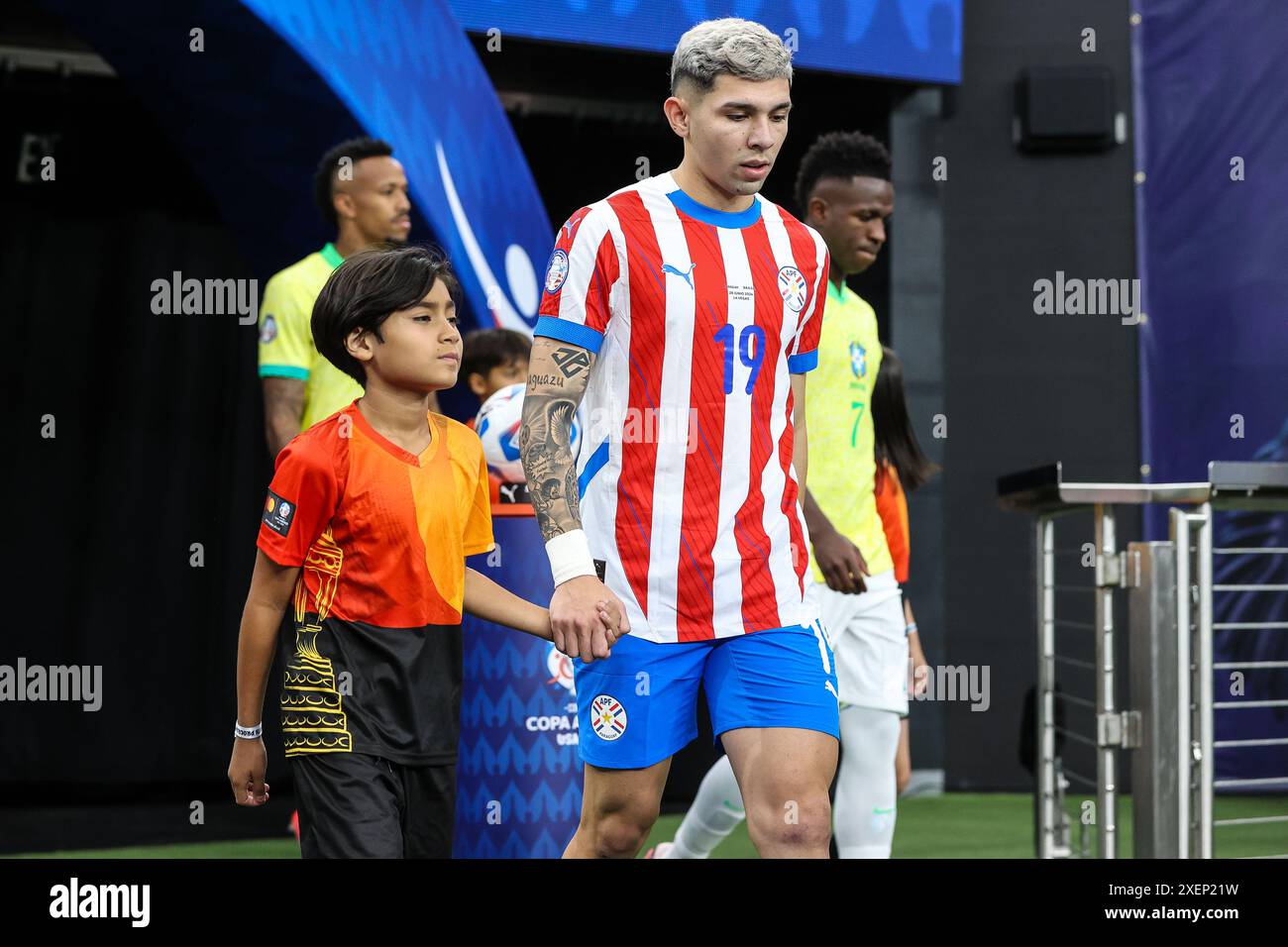 June 28, 2024: Paraguay forward Julio Enciso (19) enters the pitch ...