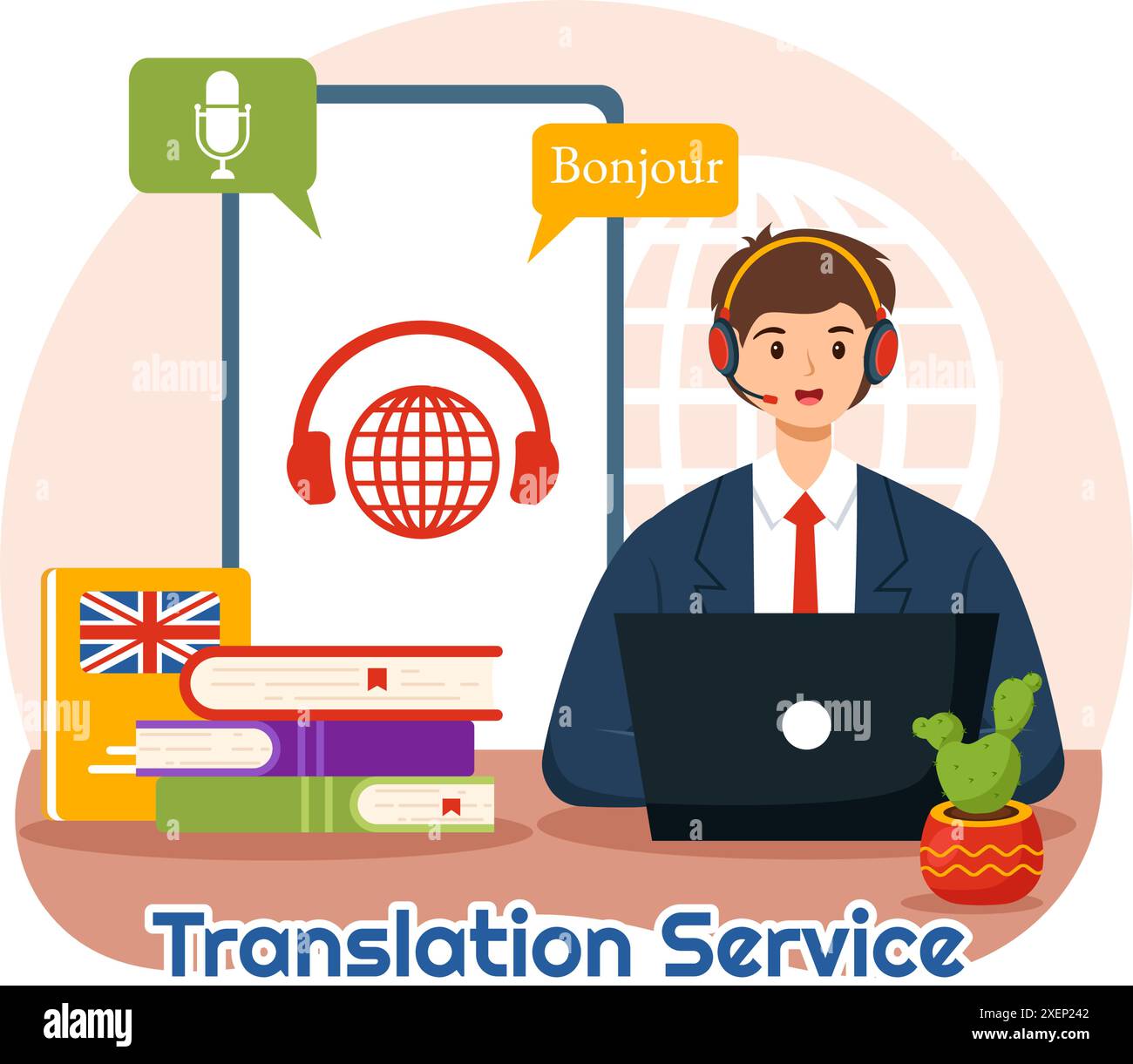 Translator Service Vector Illustration with Language Translation for ...