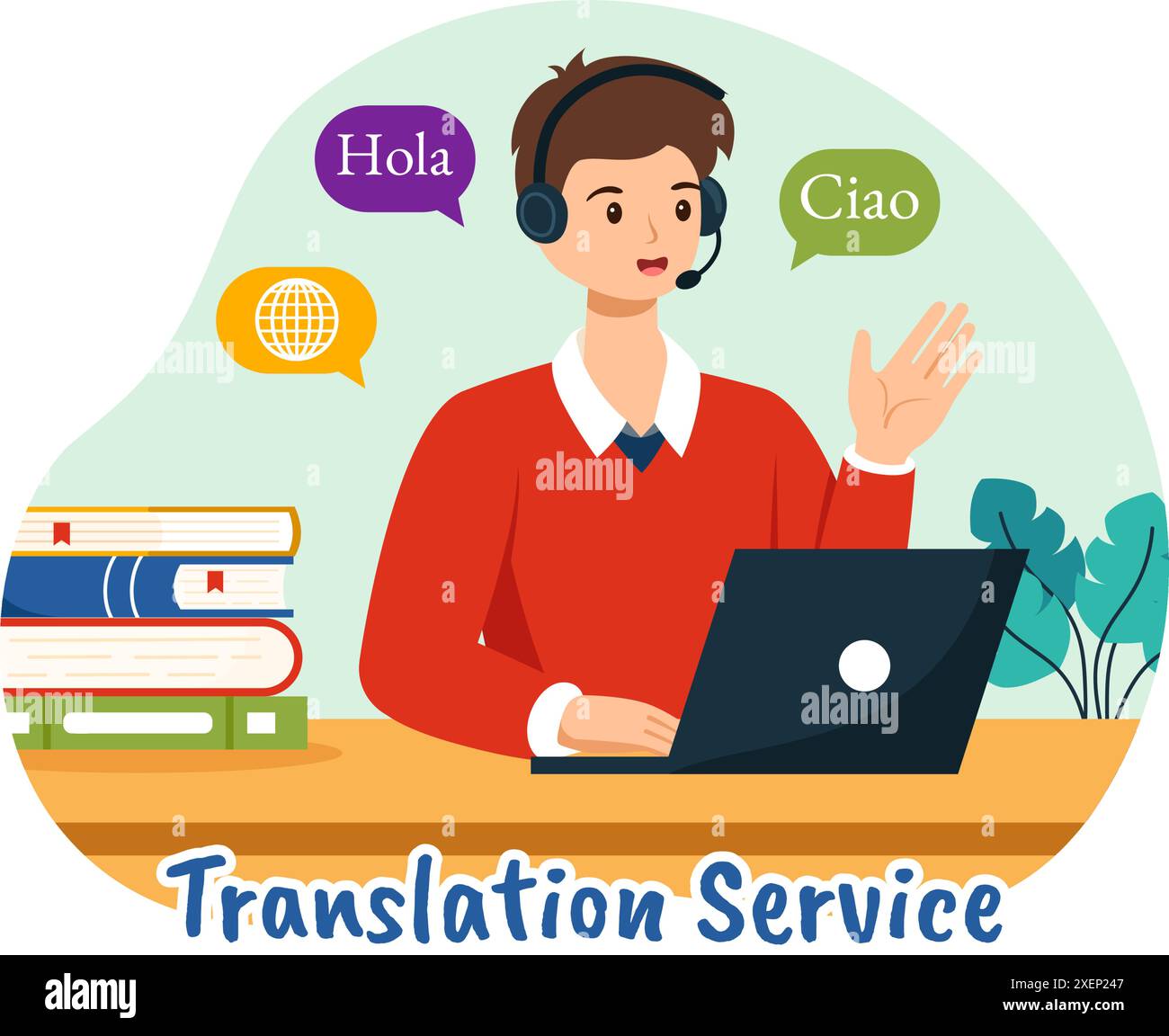 Translator Service Vector Illustration with Language Translation for ...