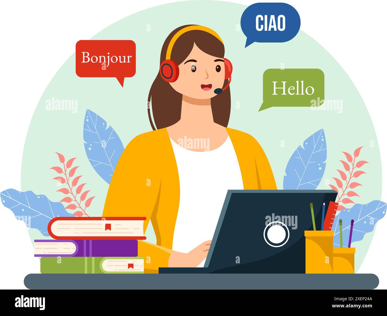 Translator Service Vector Illustration with Language Translation for ...