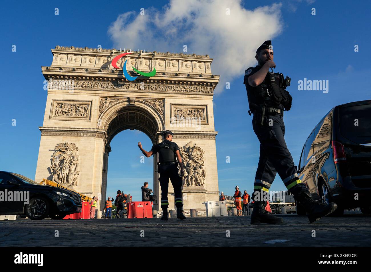 Beijing, France. 28th June, 2024. The Paralympic symbol, the Agitos, is ...