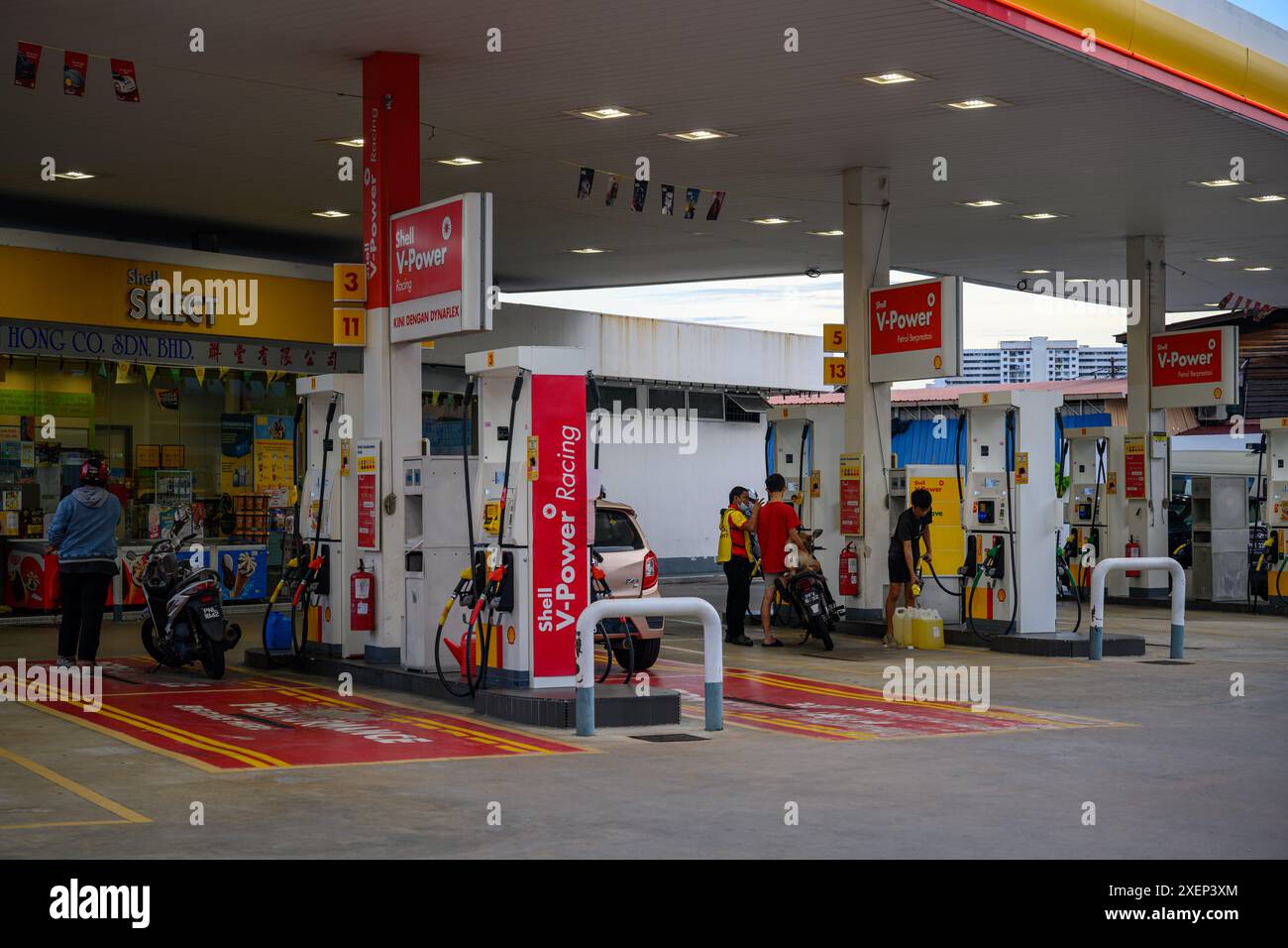 Shell Malaysia fuel station forecourt, George Town, Penang, Malaysia ...