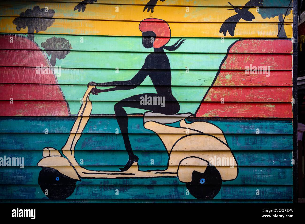 Girl on Scooter, Penang Street Art on the Chew Jetty, George Town ...