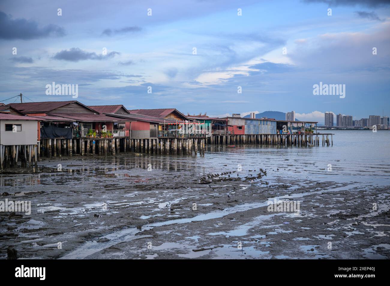 Image of the Chew Jetty taken from the Tan Jetty at dusk, George Town, Penang, Malaysia Stock ...